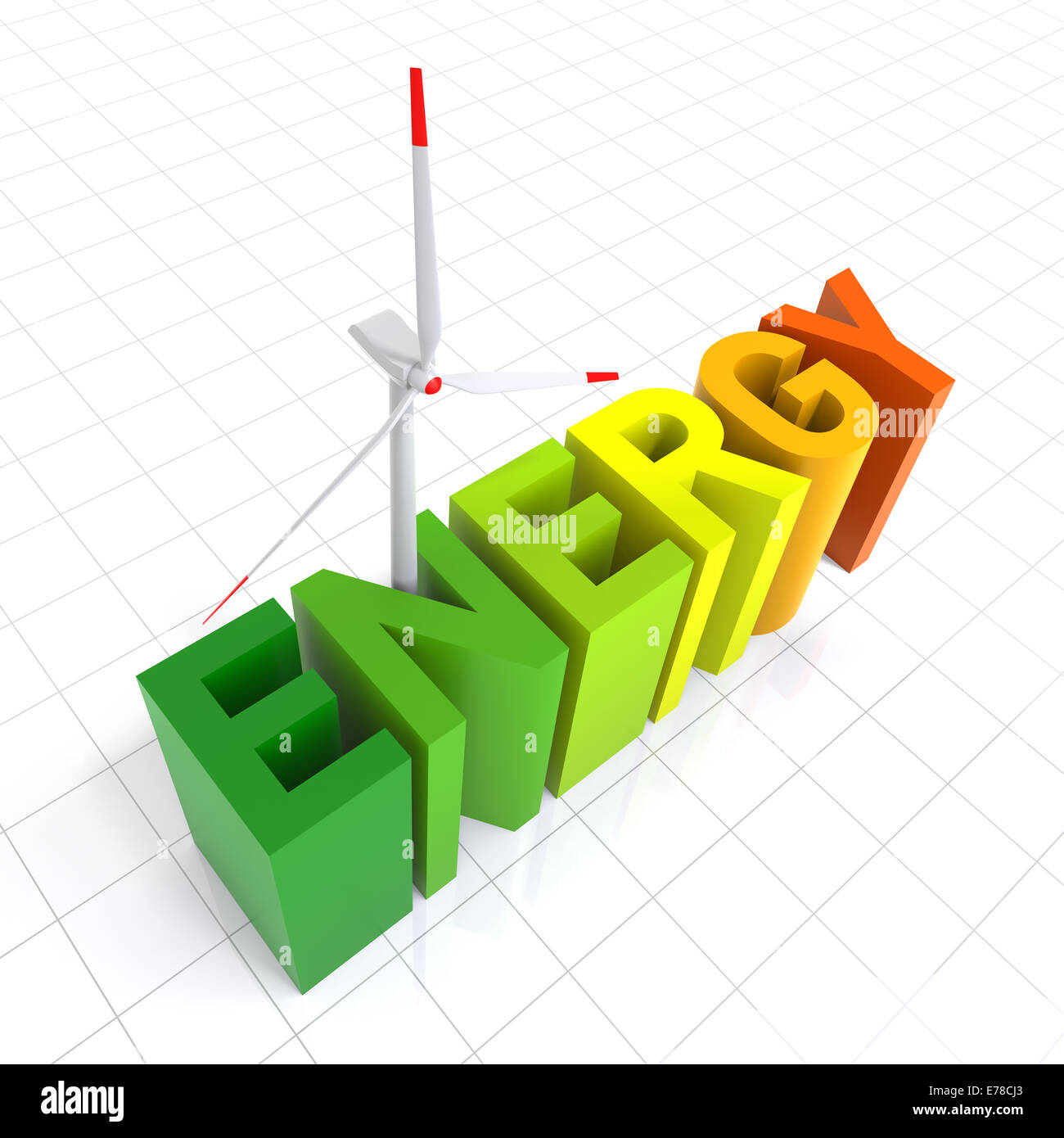 Wind Turbine and 3D "Energy" text. Digitally Generated Image Stock ...
