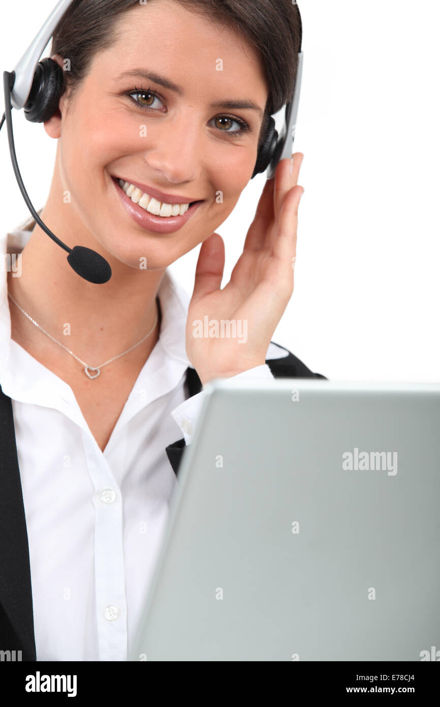 female telesales worker Stock Photo - Alamy