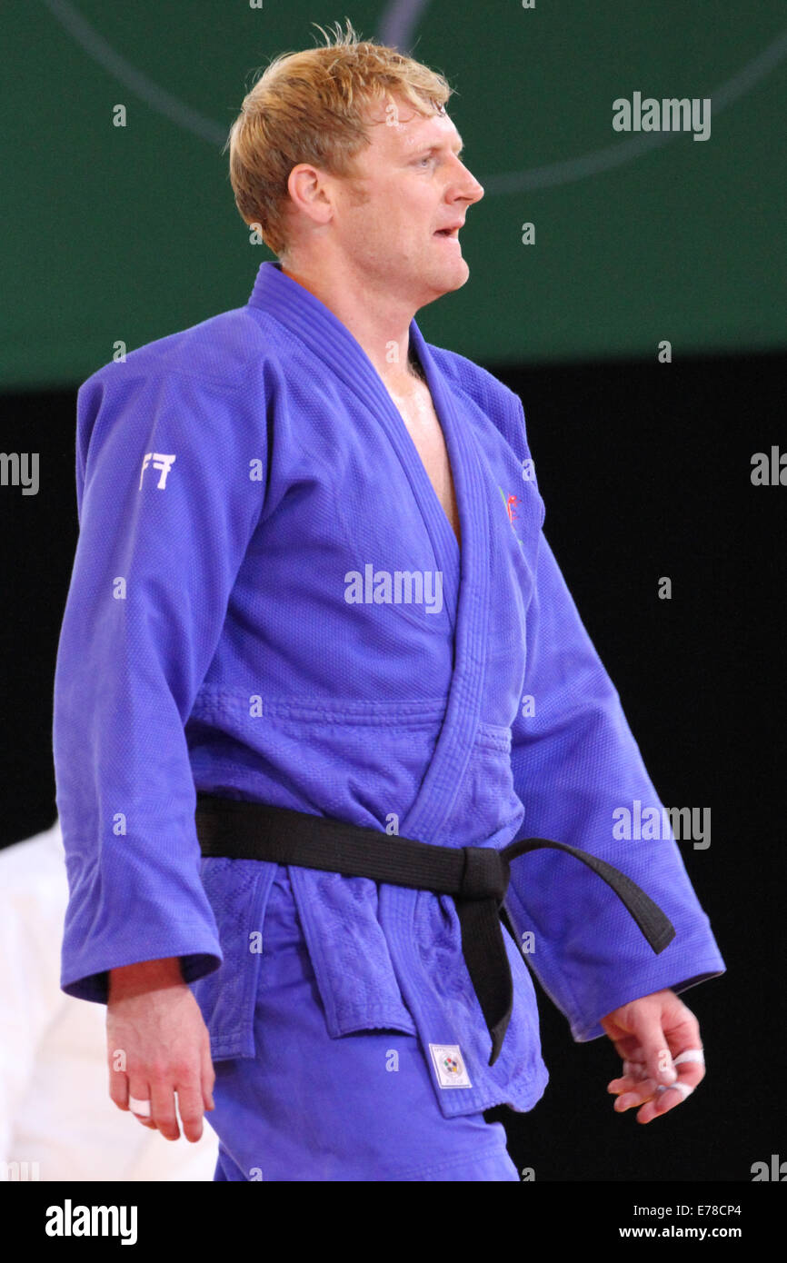 Mark Shaw of Wales (Blue) in the mens 100 kg judo at the 2014 ...