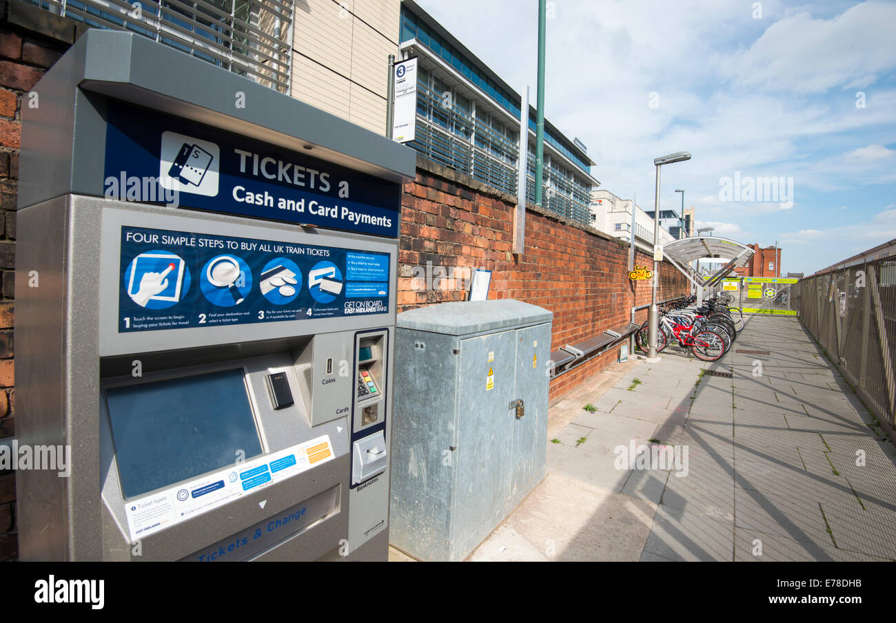 A ticket machine at the train station in Nottingham City, England UK ...