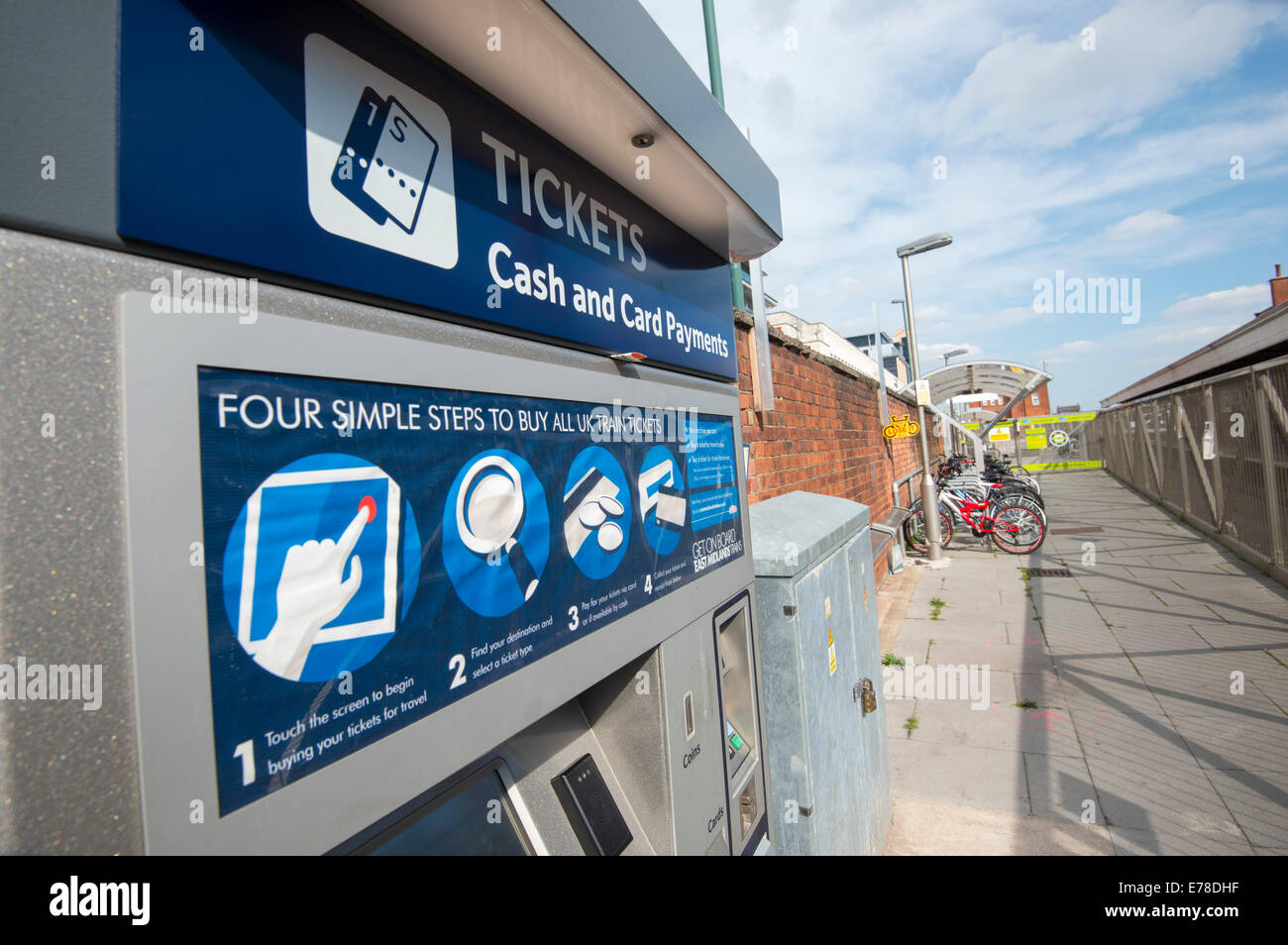 A ticket machine at the train station in Nottingham City, England UK ...