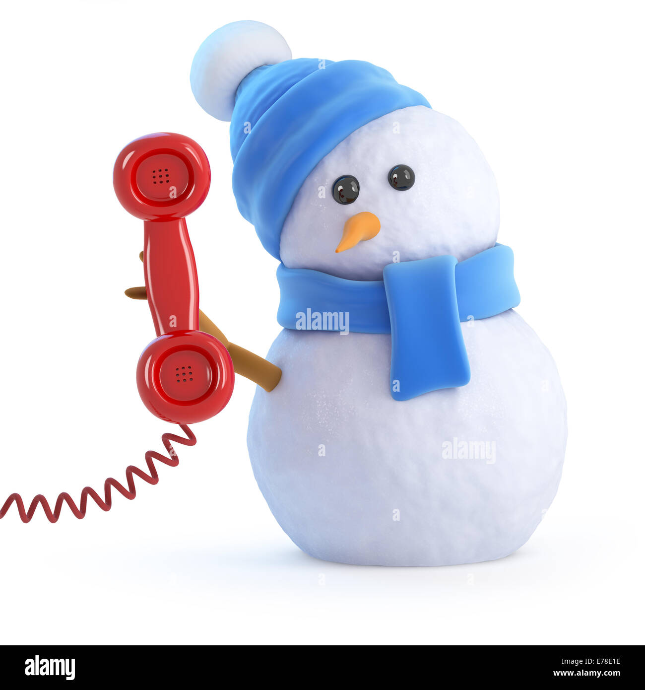 3d render of a snowman holding a telephone handset Stock Photo - Alamy
