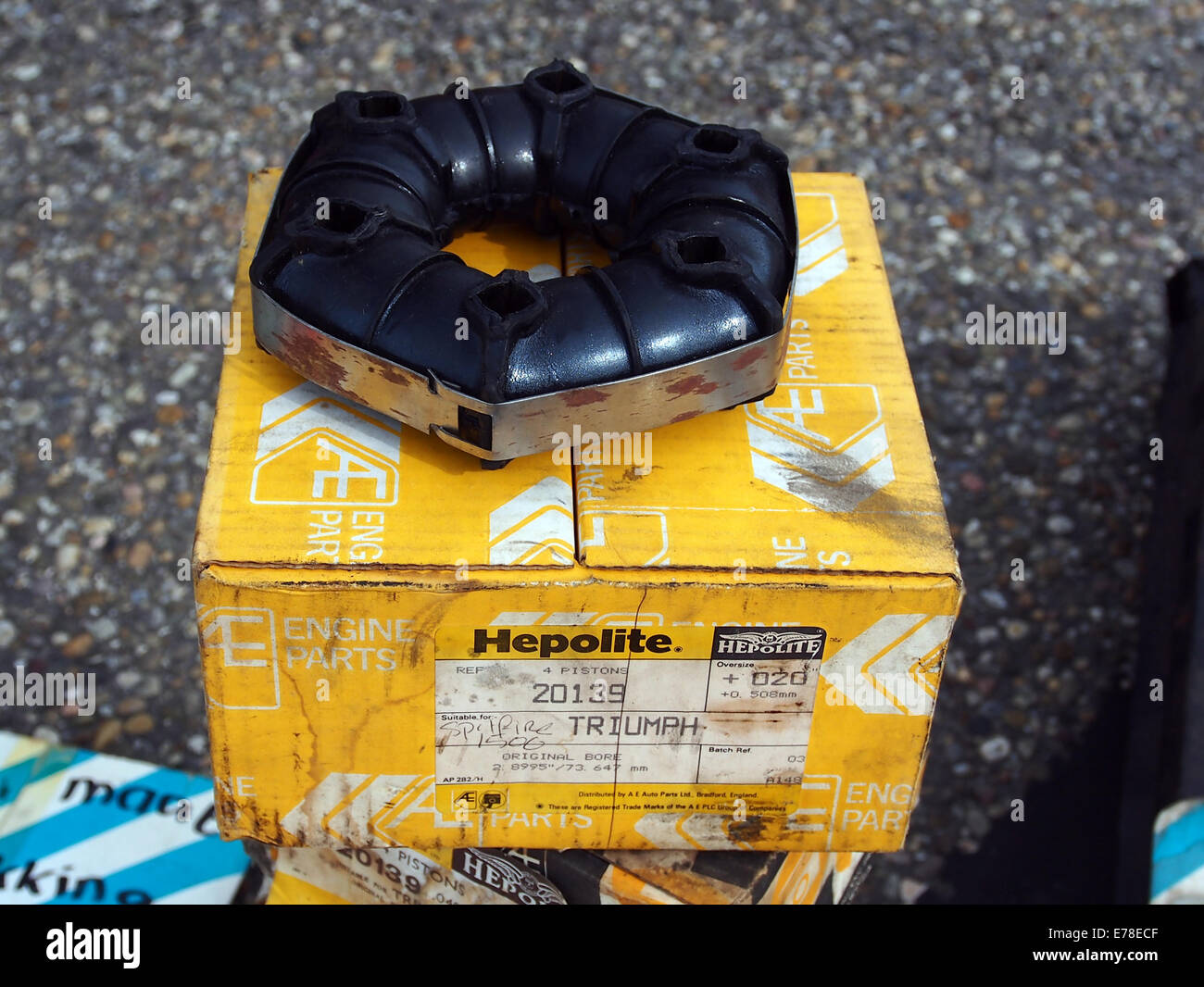 Triumph Hepolite engine part Stock Photo - Alamy
