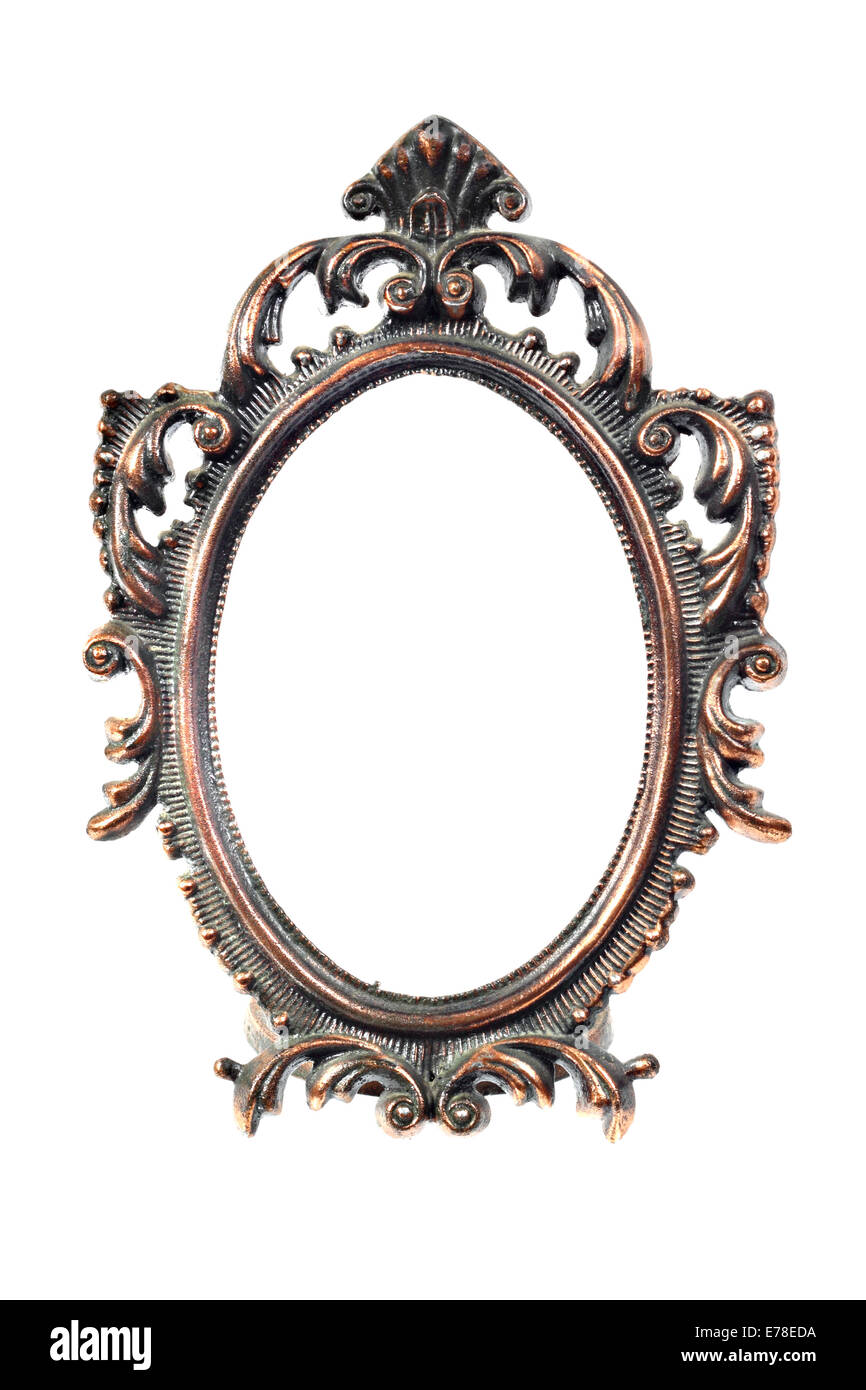 Vintage burnished and aged bronze frame isolated on white background ...