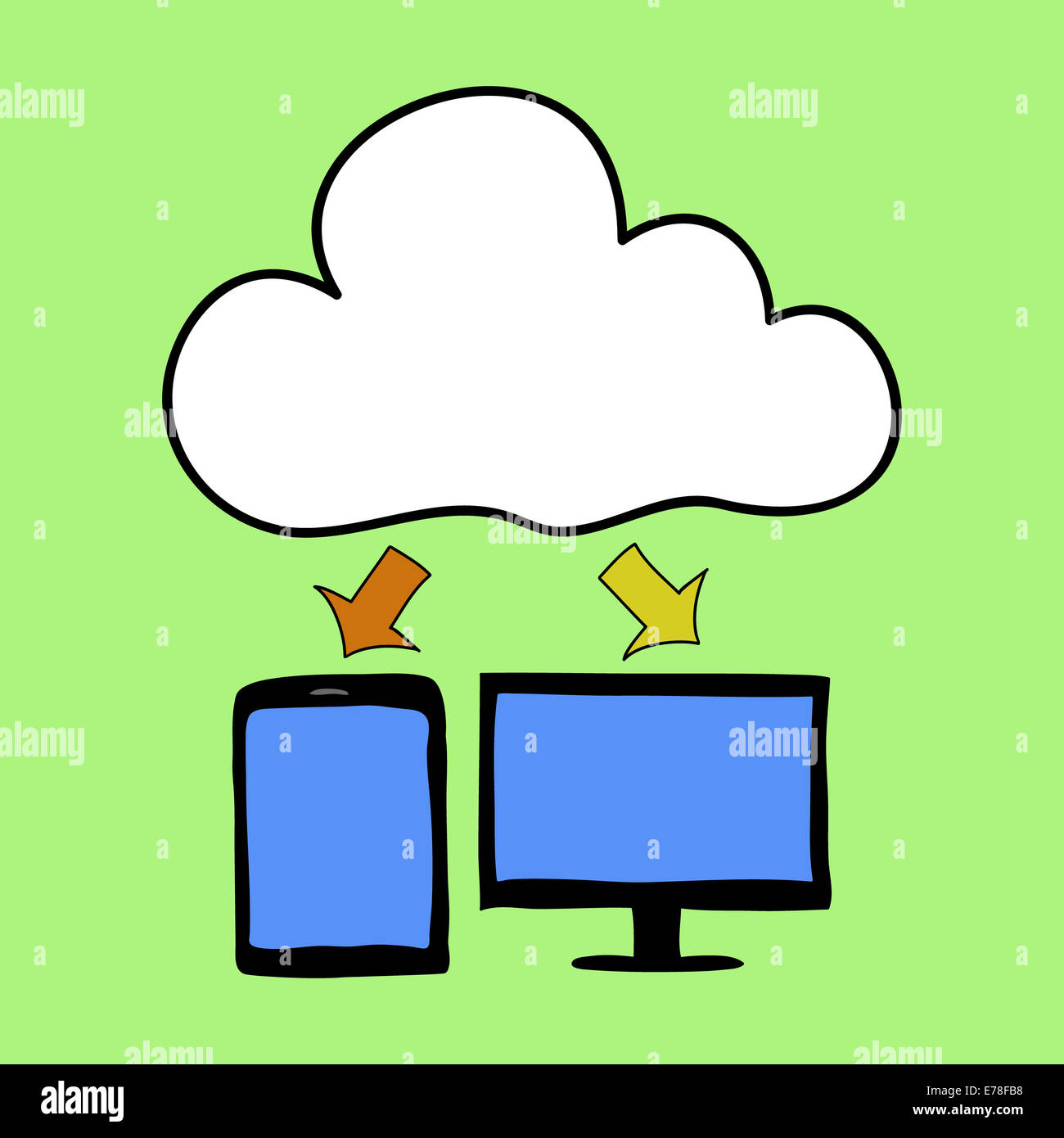 Cartoon style cloud computing Stock Photo - Alamy