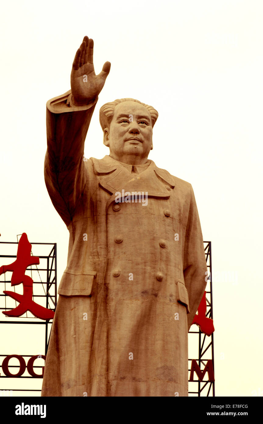 Tianfu Square in the centre of Chengdu City dominated by a statue of ...