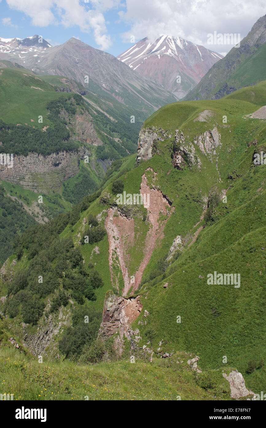 Landscape around the Cross pass, Caucasus Mountains, Georgia Stock ...