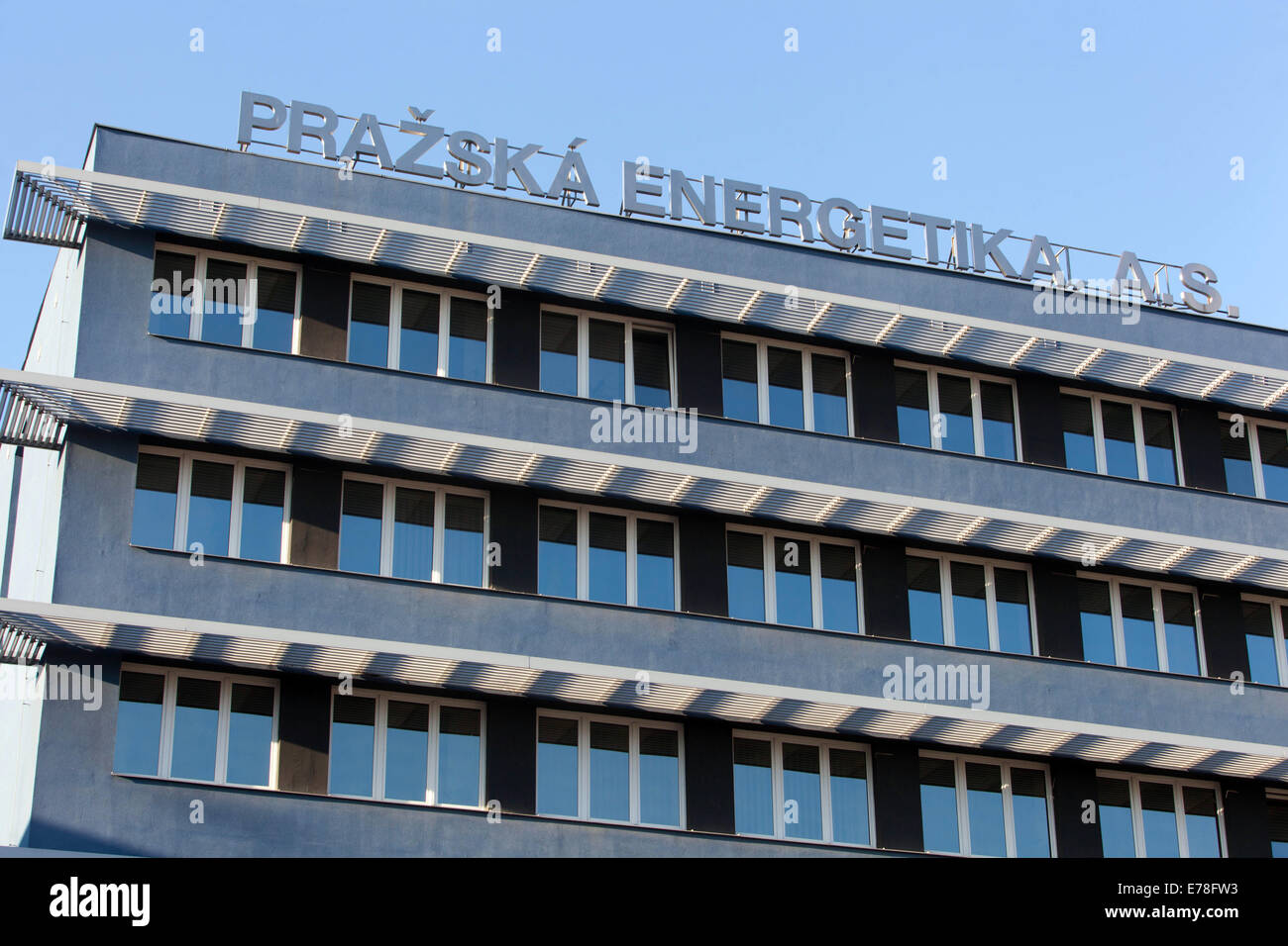 PRE Prazska energetika sign headquarter Prague Czech Republic, Europe ...