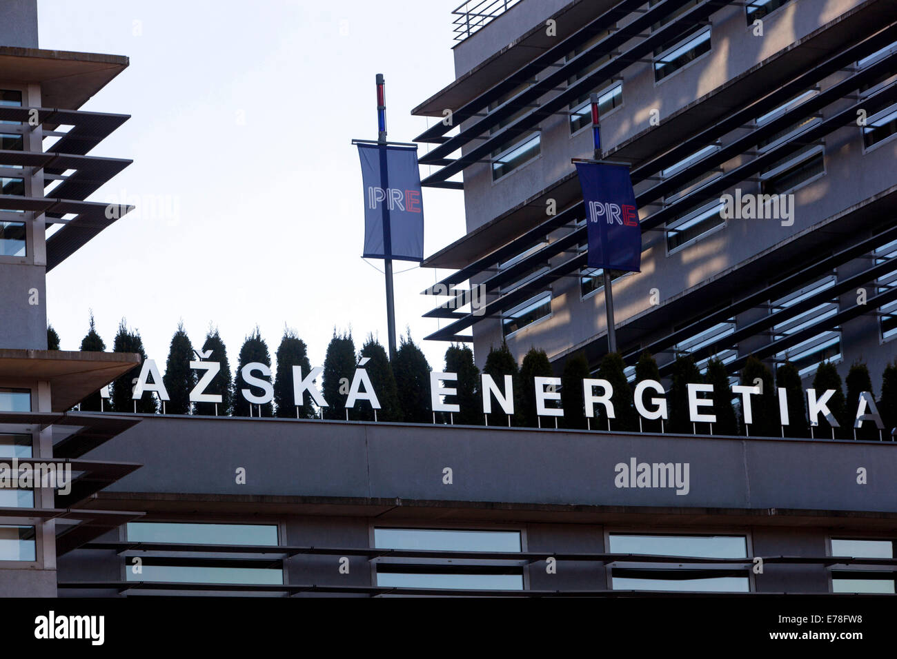 PRE Prazska energetika sign headquarter Prague Czech Republic, Europe ...
