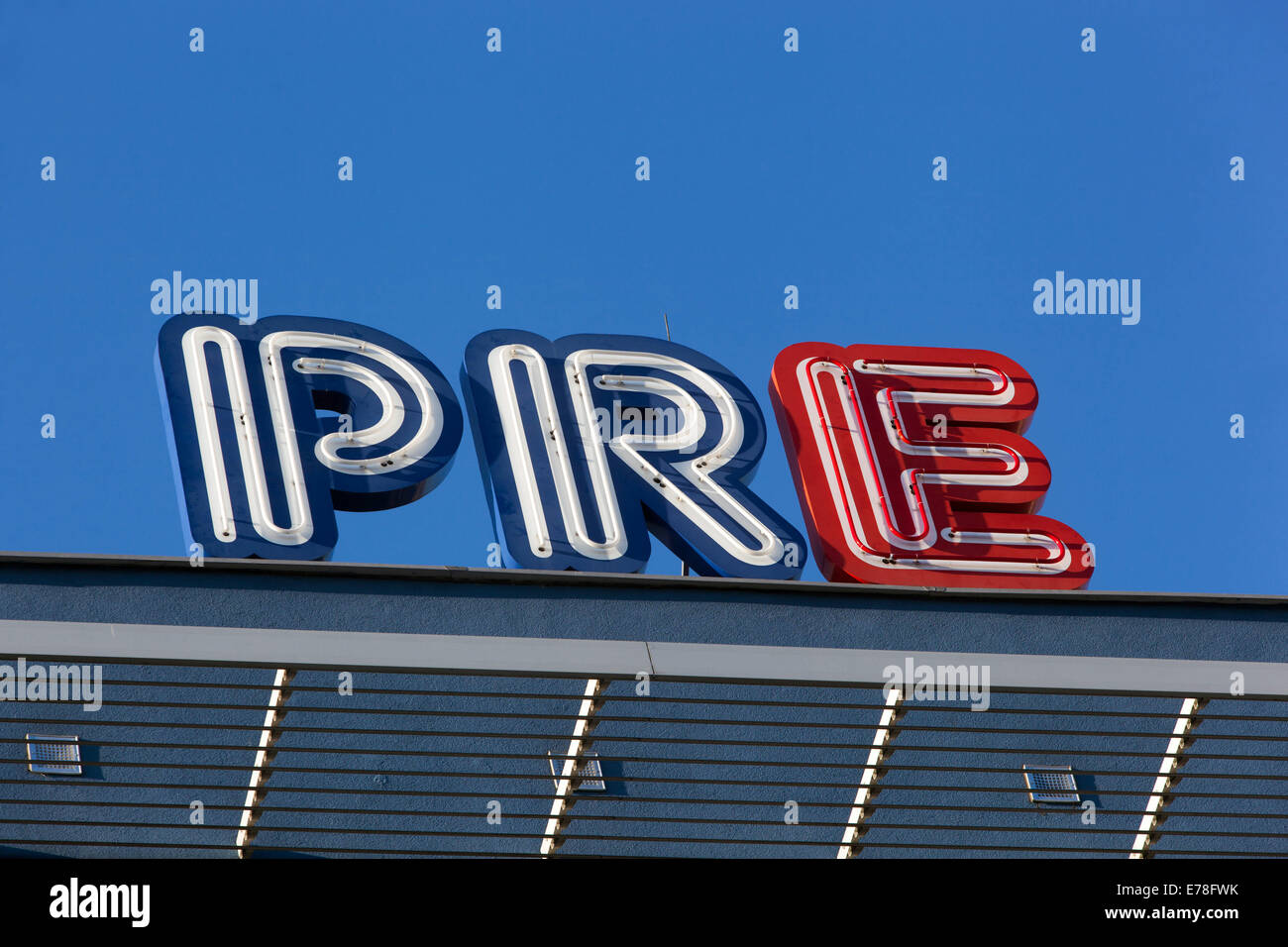 PRE logo Prazska energetika sign headquarter Prague Czech Republic ...