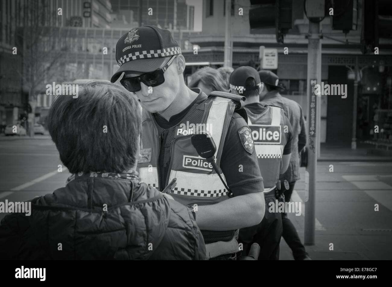 Victorian Police Officers Constables Questioning People Melbourne ...
