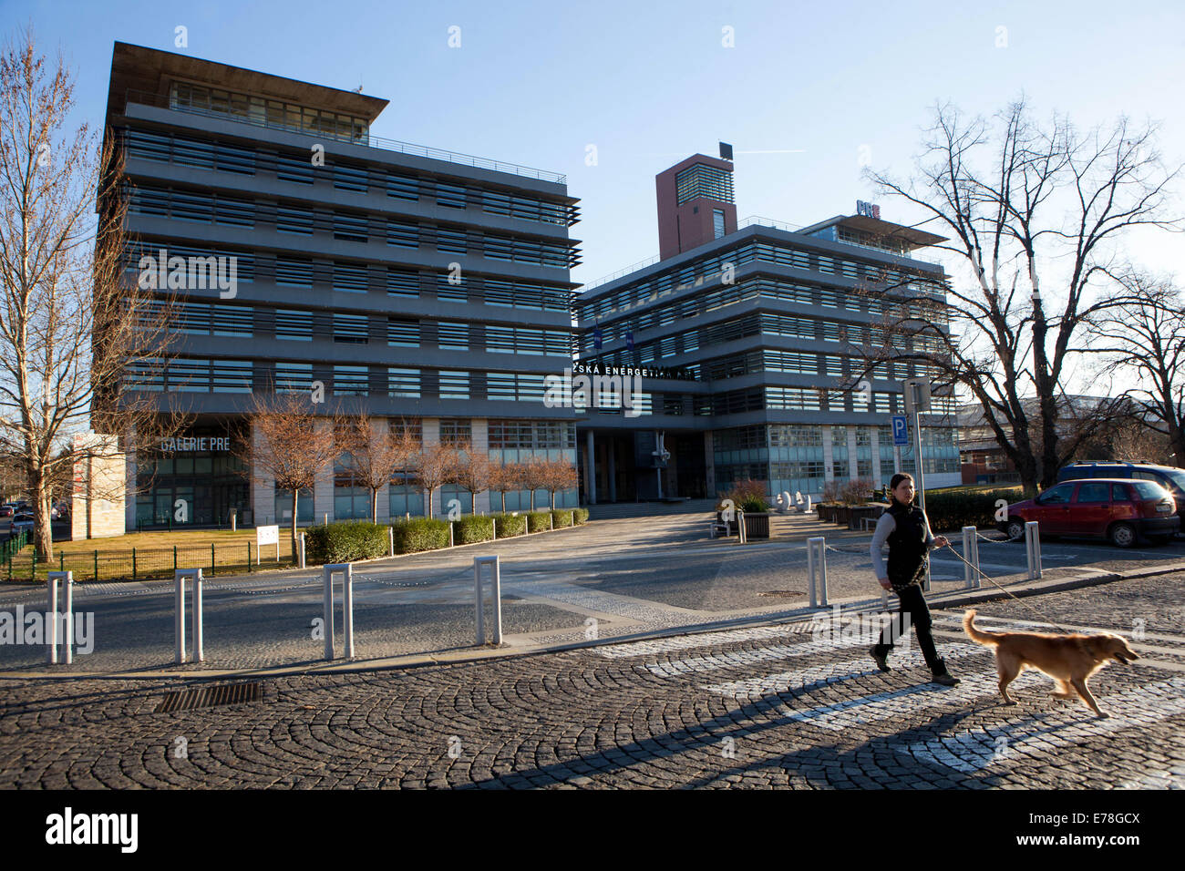 PRE Prazska energetika sign headquarter Prague Stock Photo - Alamy