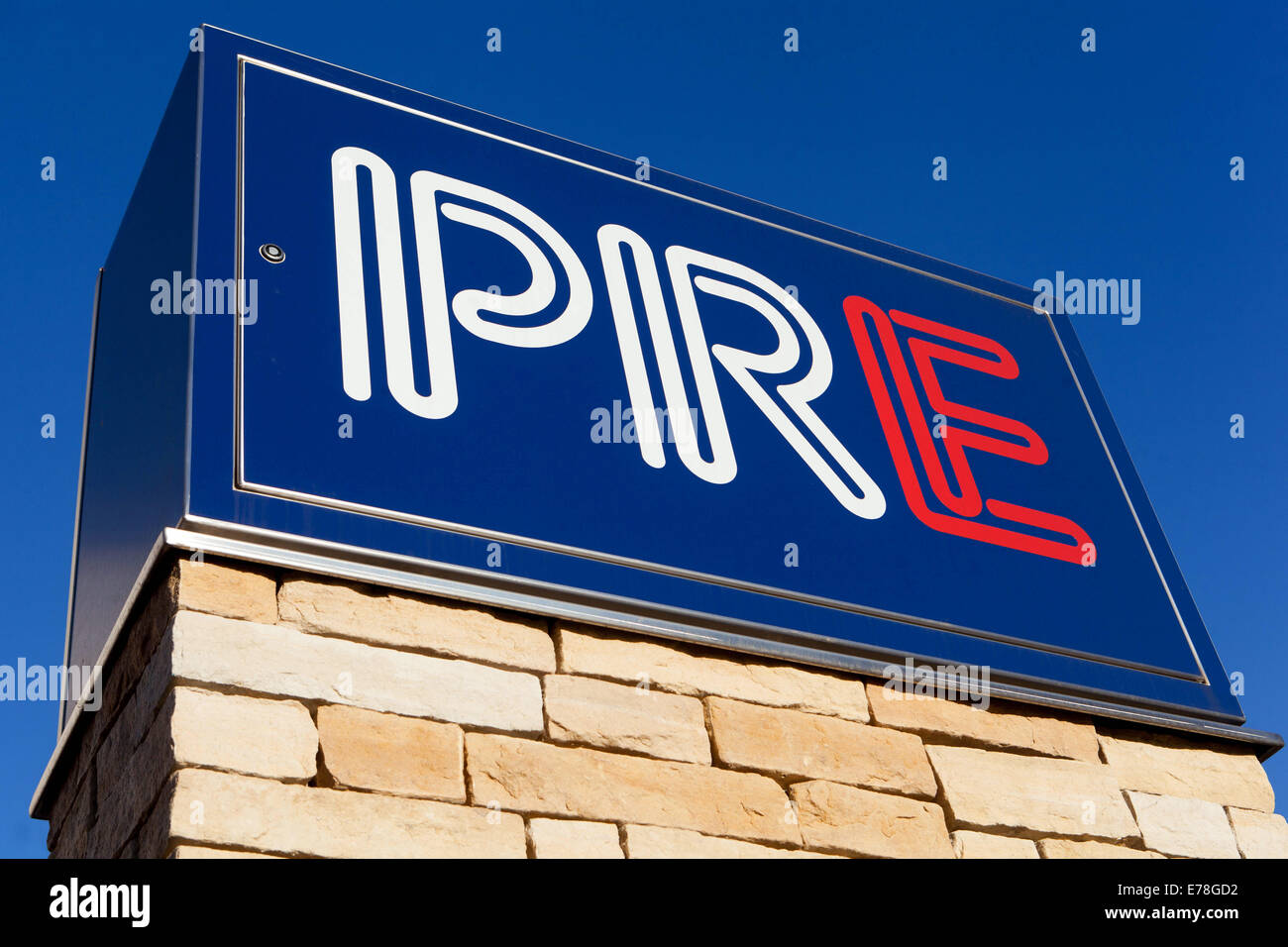 PRE logo Prazska energetika sign headquarter Prague Czech Republic ...