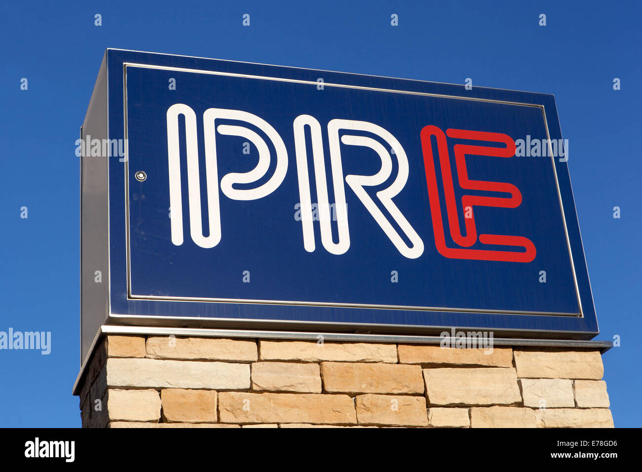 PRE logo Prazska energetika sign headquarter Prague Czech Republic ...