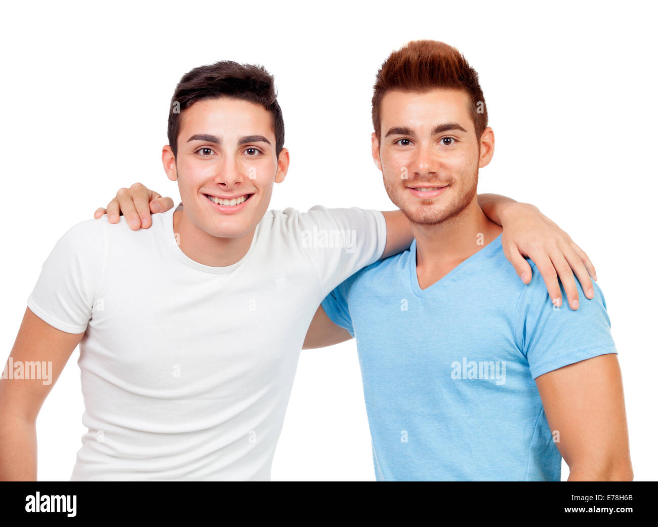 Portrait of two brothers isolated on a white background Stock Photo - Alamy