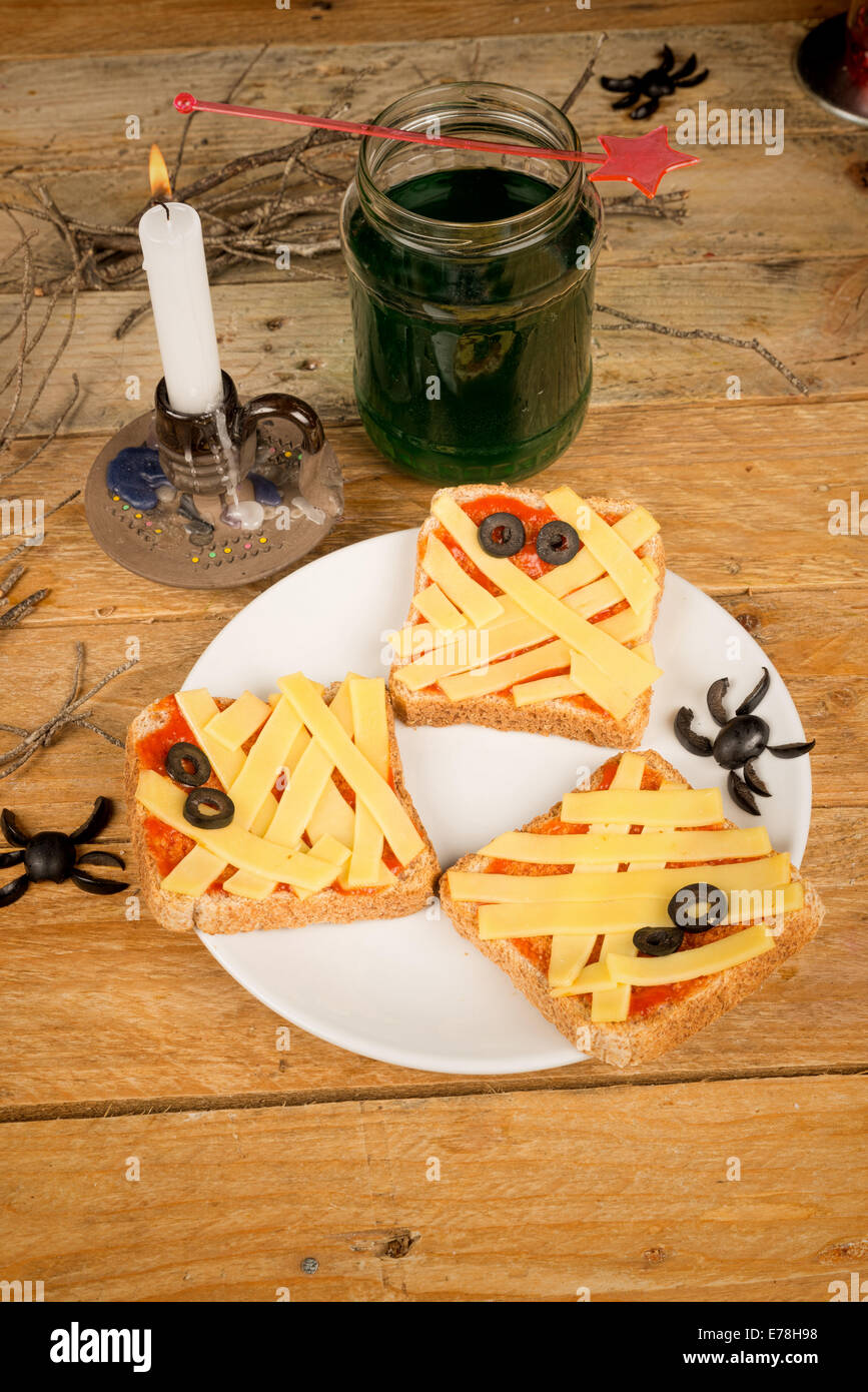 Spooky toasties for a kid Halloween party Stock Photo - Alamy