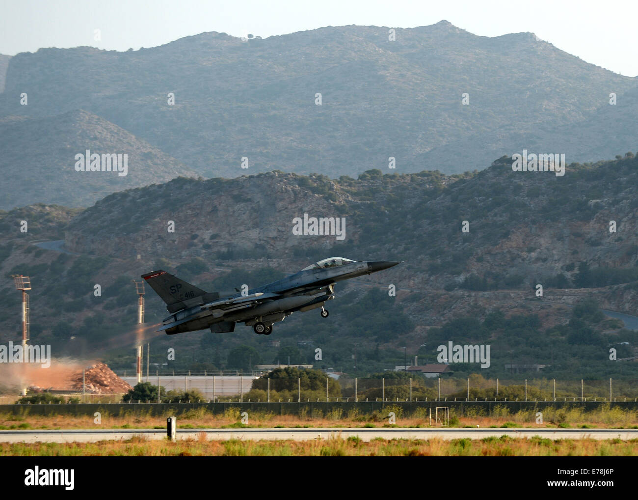A U.S. Air Force F-16 Fighting Falcon aircraft pilot launches his jet ...