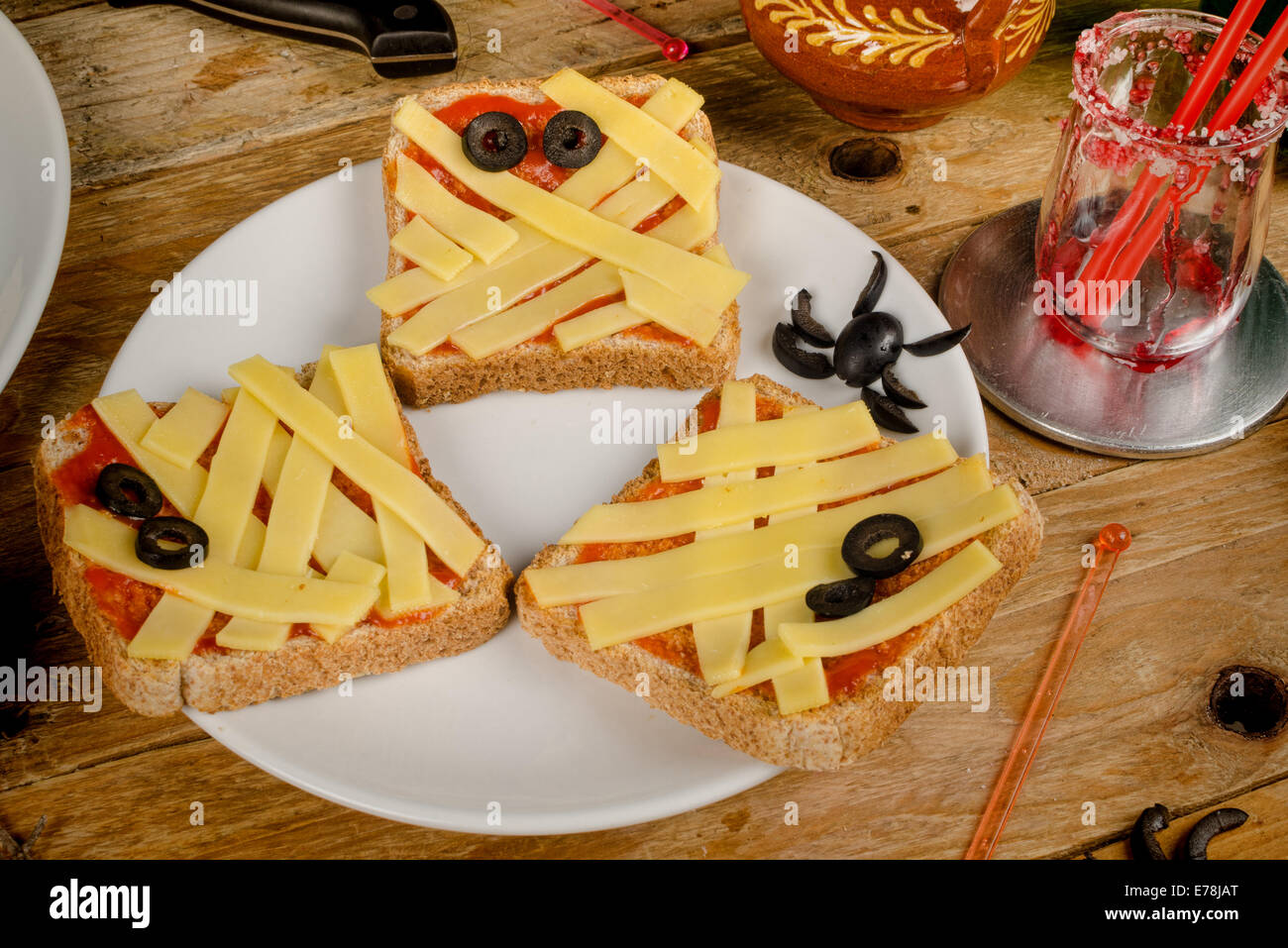Spooky Halloween sandwiches served for a kid party Stock Photo - Alamy