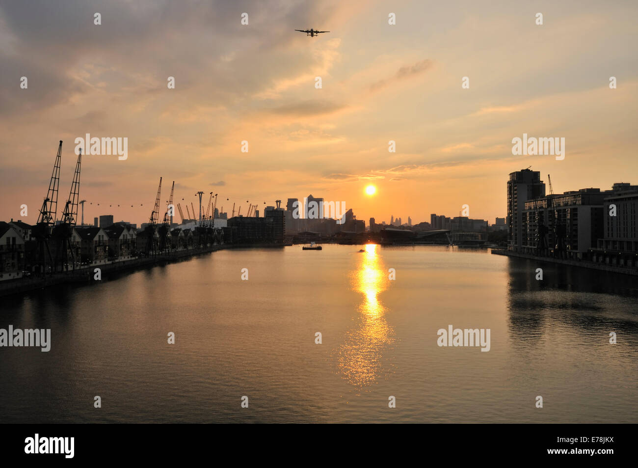 Royal Victoria Dock, Docklands, East London UK, at sunset Stock Photo ...