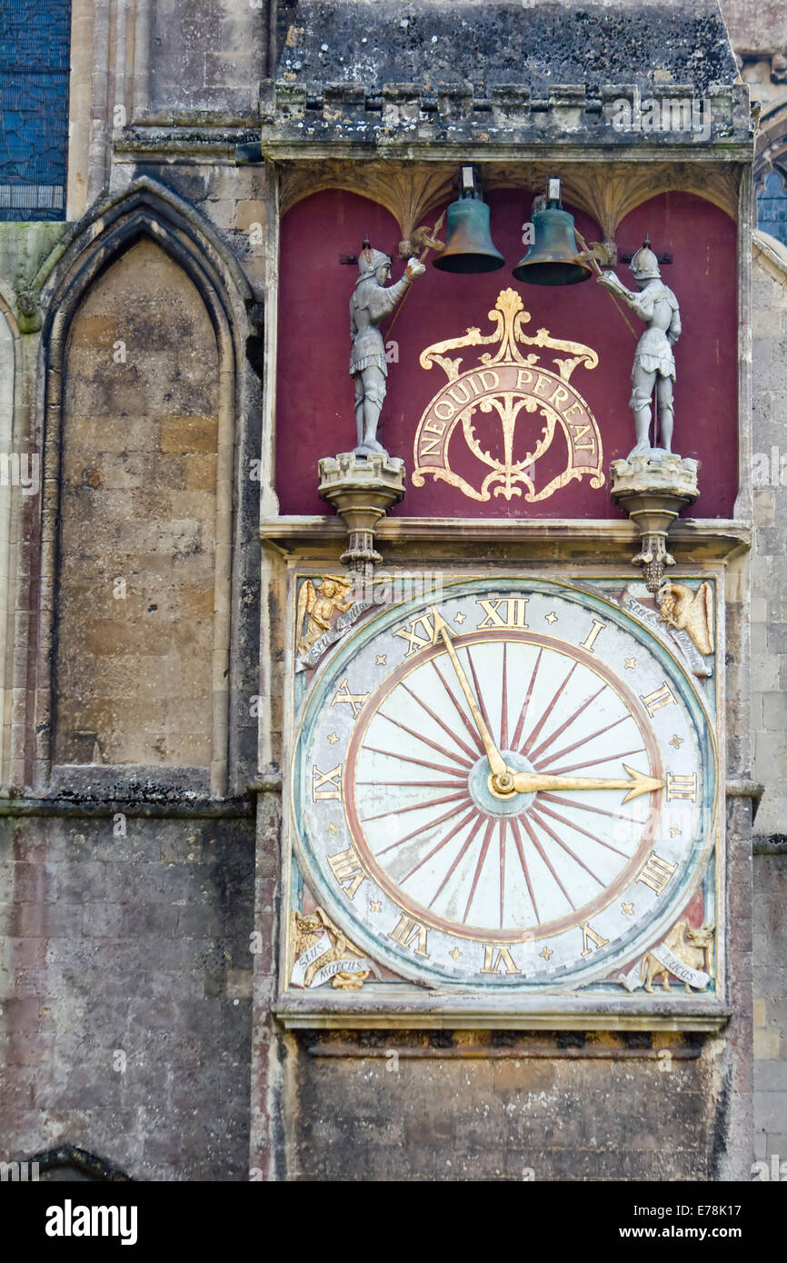 Clock on a wall at Wells cathedral in Somerset,UK Stock Photo - Alamy