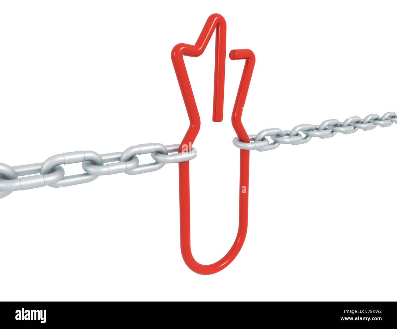 Red link bomb symbol locked with metal chains - 3d front illustration ...