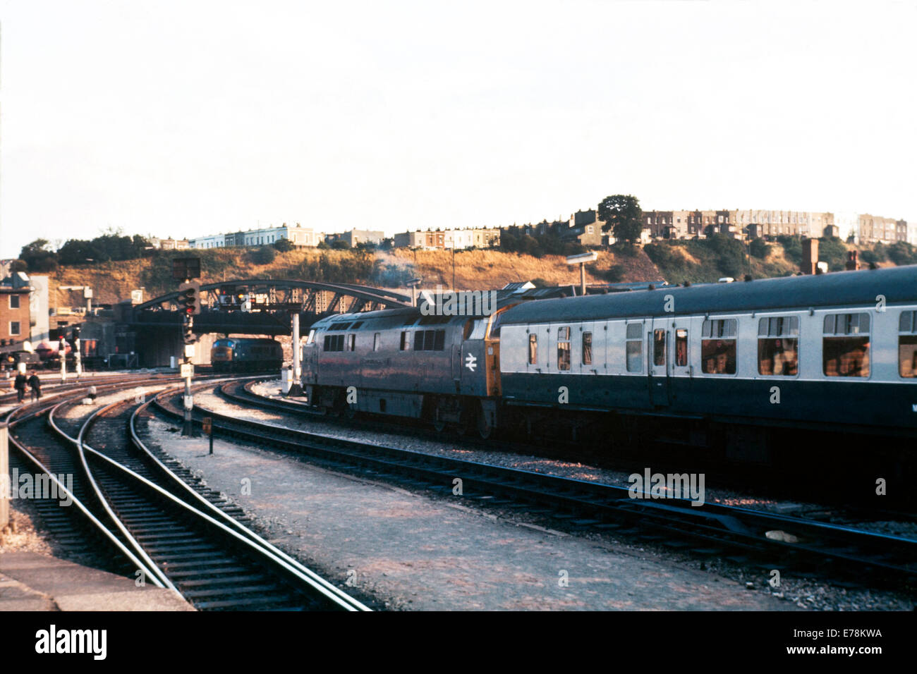 western class british rail diesel locomotive hauling a passenger train ...