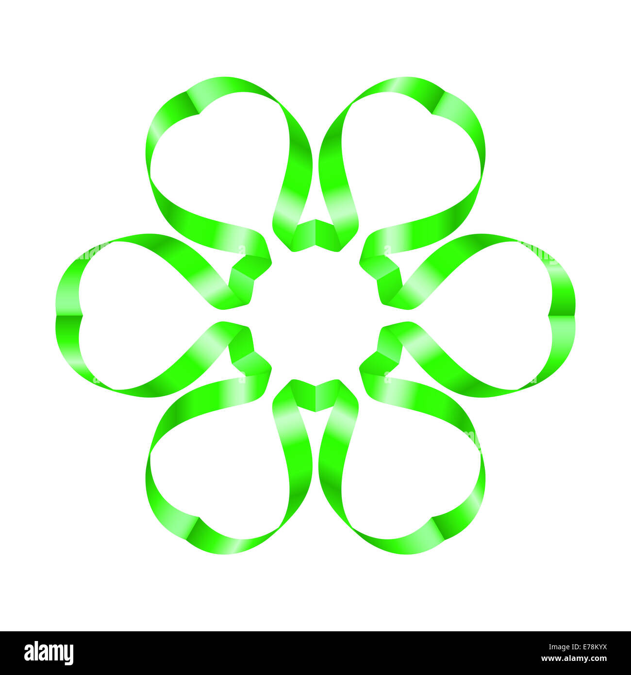 Green ornate ribbon with a flower on a white background Stock Photo - Alamy