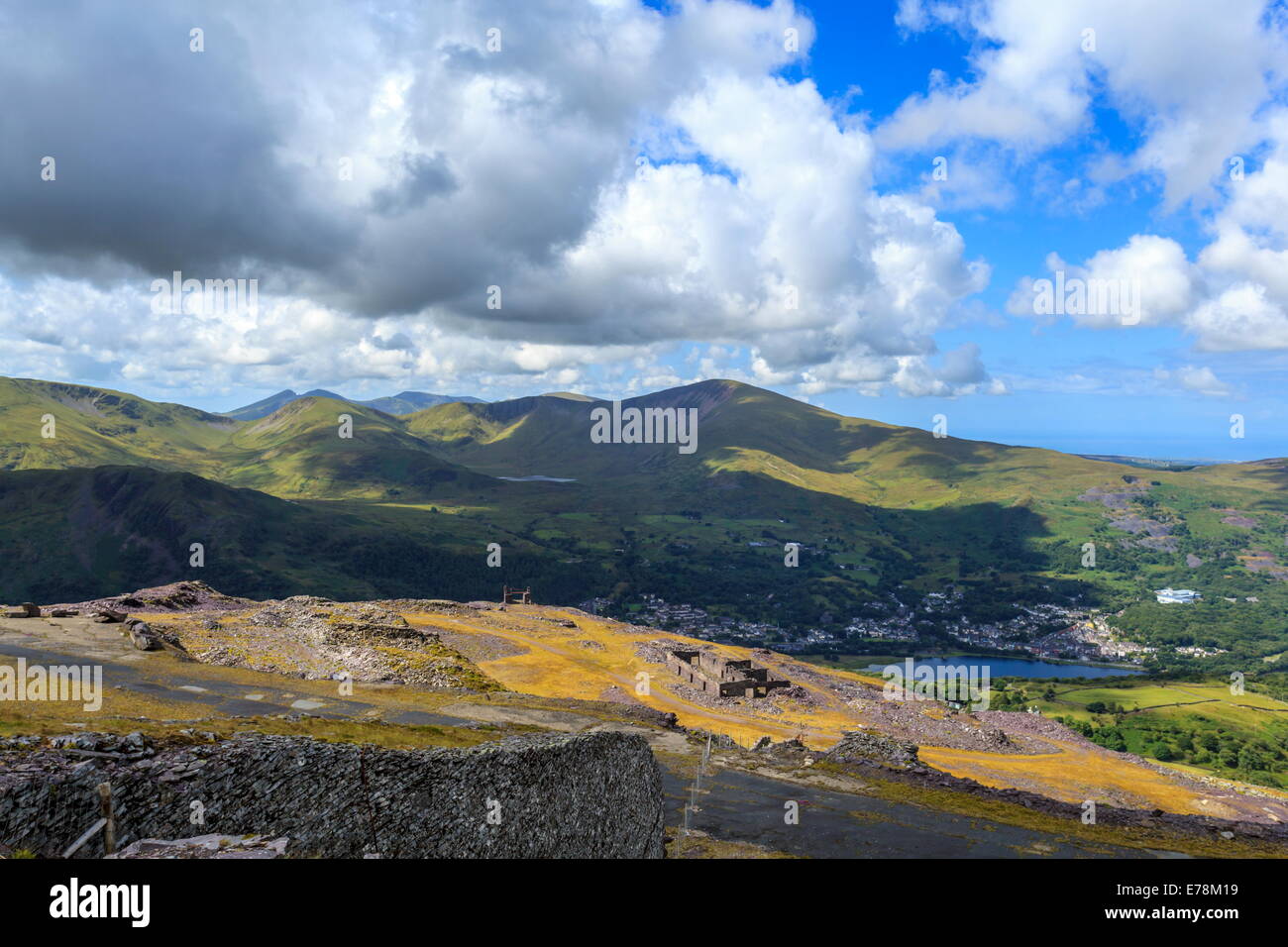 Llanberis viewed from Dinorwig Slate Quarry Stock Photo - Alamy