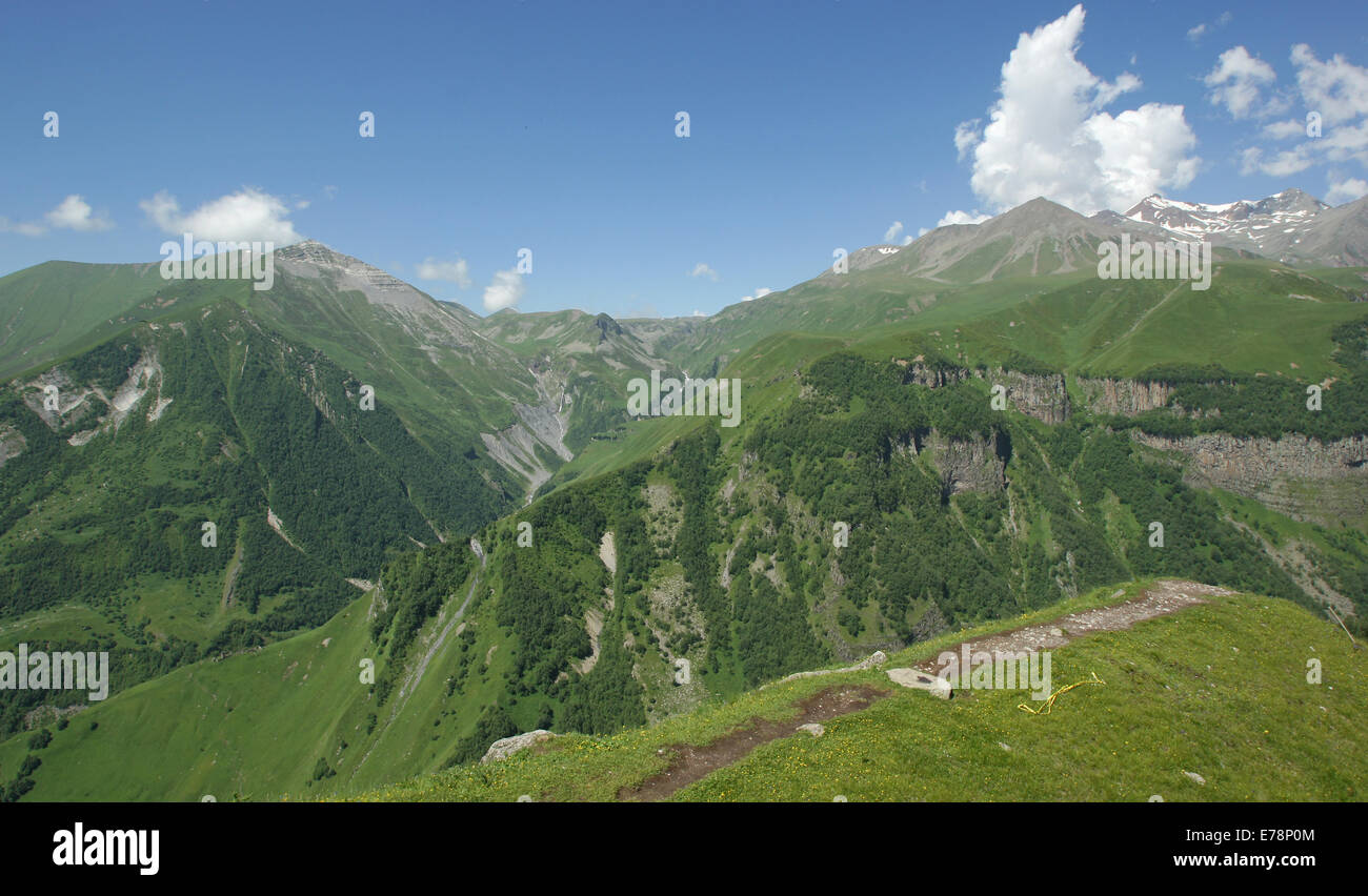 Landscape around the Cross pass, Caucasus Mountains, Georgia Stock ...