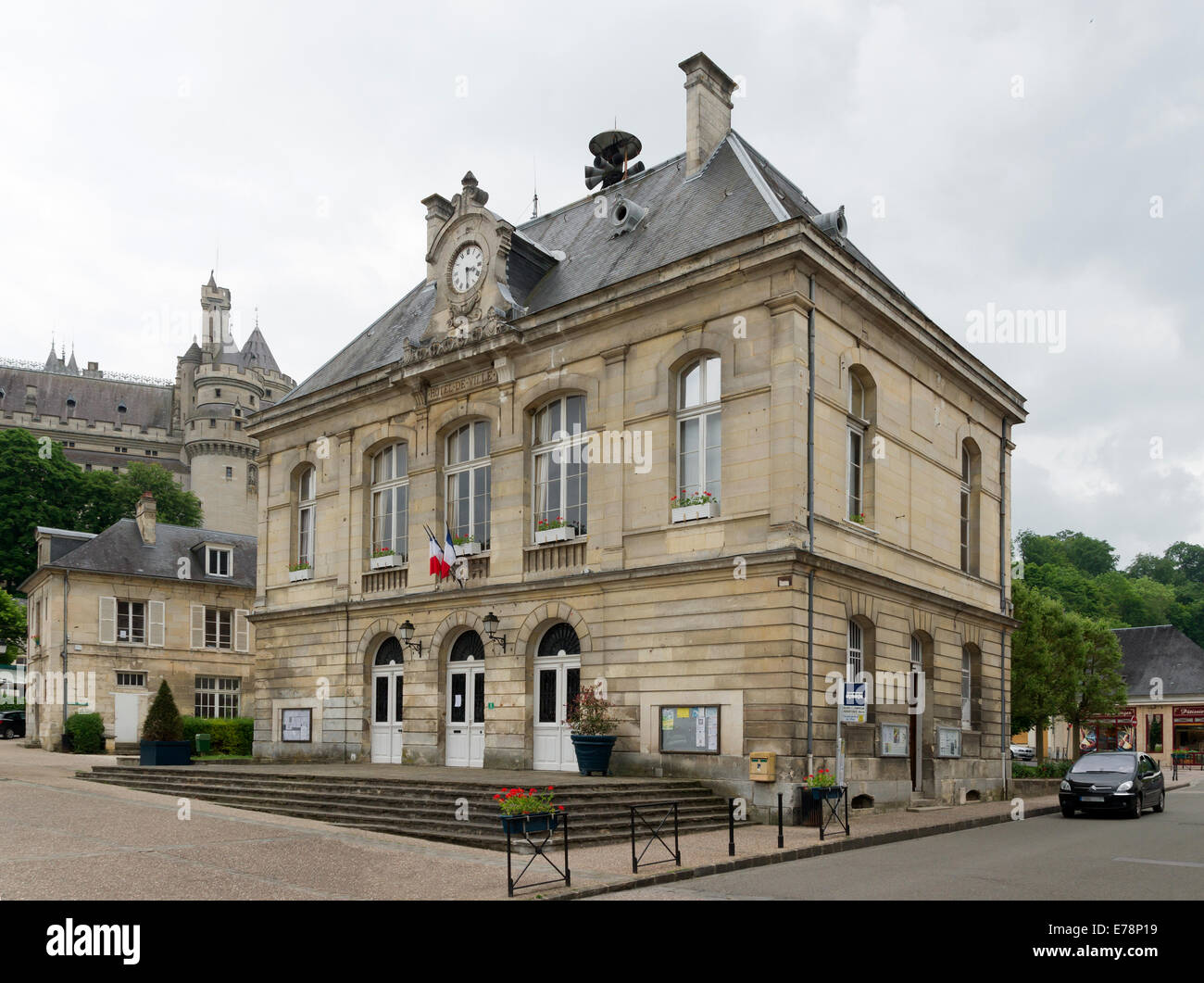 The town hall of Pierrefonds, located in the Oise department of France ...