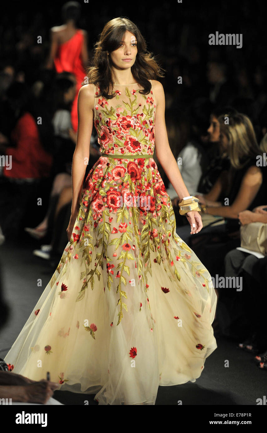 New York, USA. 9th Sep, 2014. A model displays a creation of Naeem Khan ...