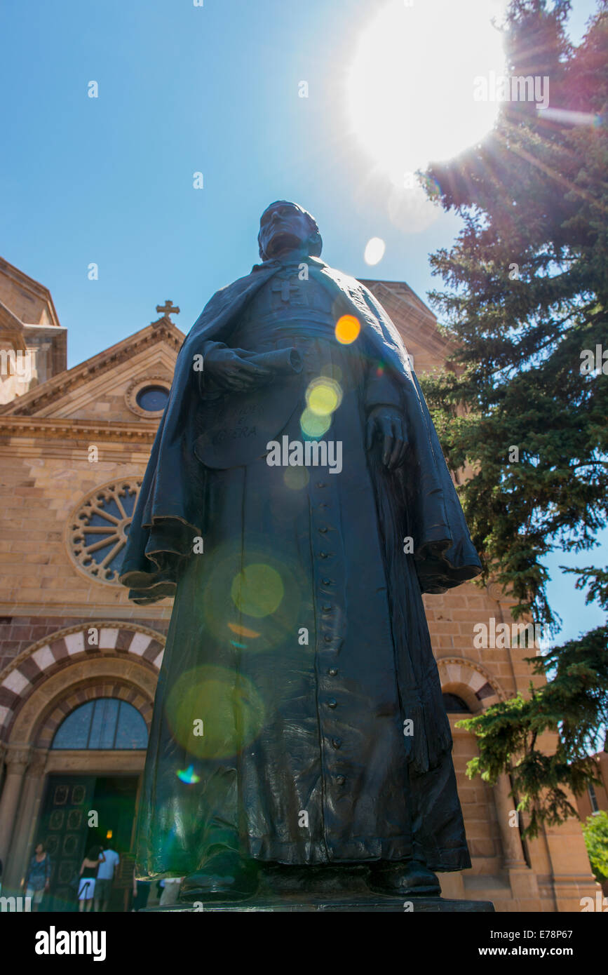 Statue of Archbishop Jean Baptiste Lamy in front of the Cathedral ...