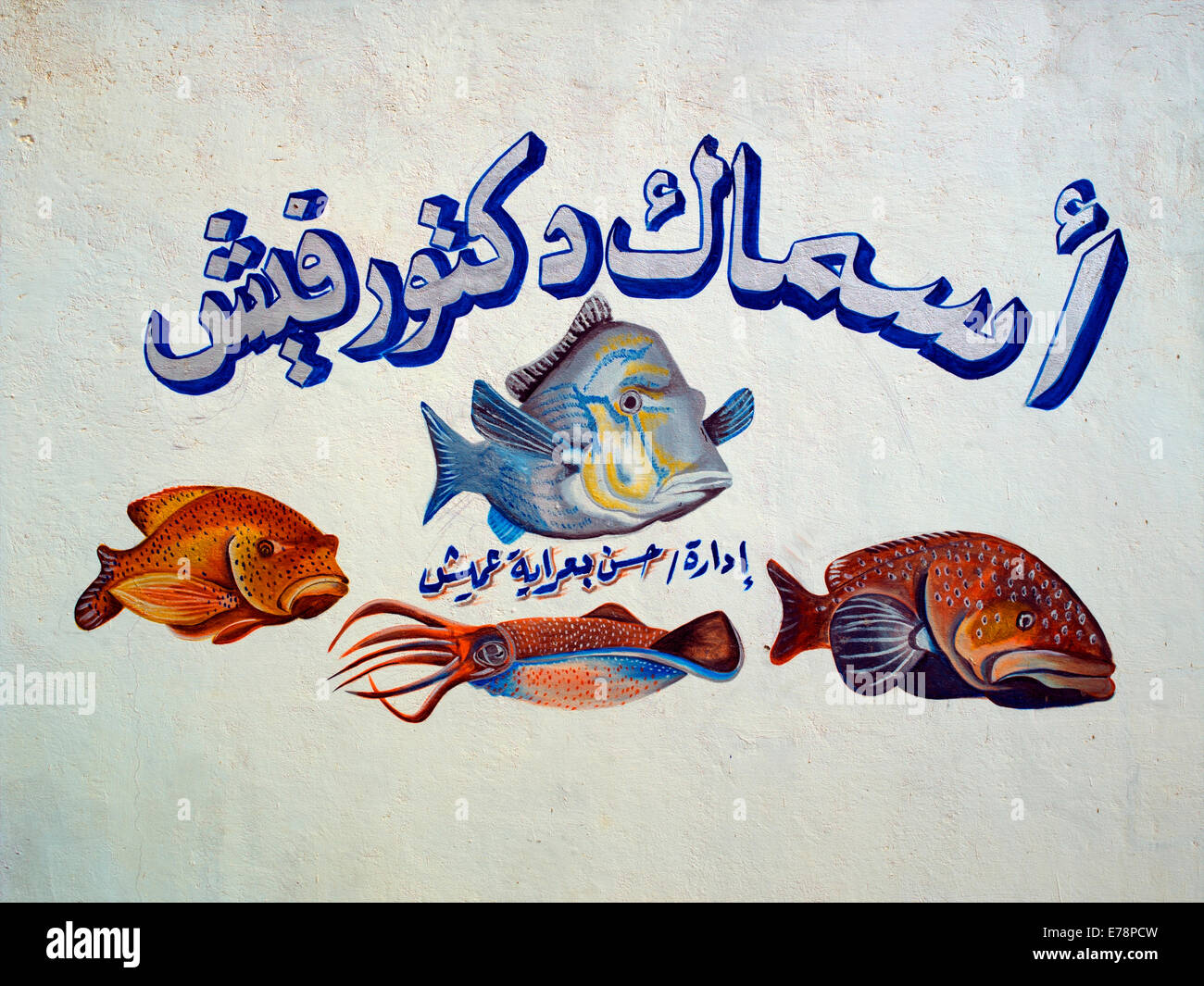 A fishmongers sign in the Red Sea town of Al-Quseir Stock Photo - Alamy