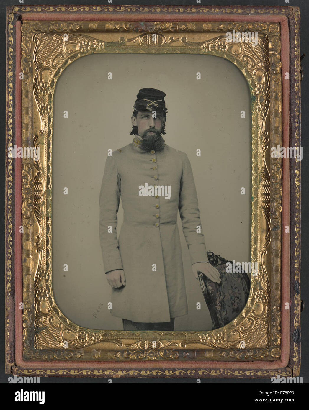 This photograph shows Private William Stone of Company D, 2nd South ...