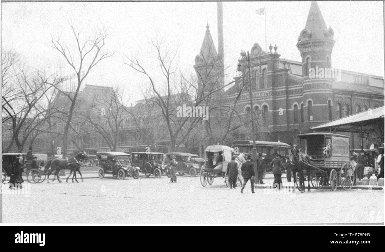 A historic photograph of the Center Market in Washington, D.C., housed ...
