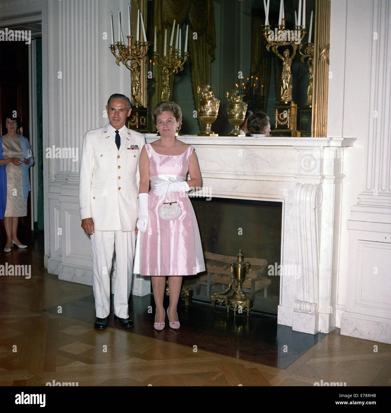 A photograph of a military reception at the White House, showcasing a ...