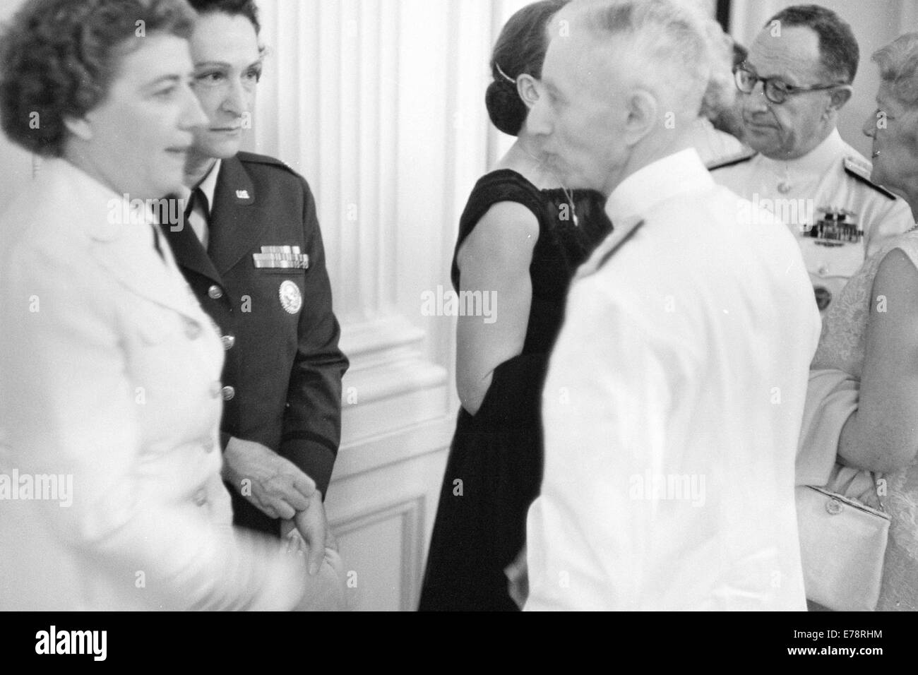 A historical photograph of a military reception at the White House ...