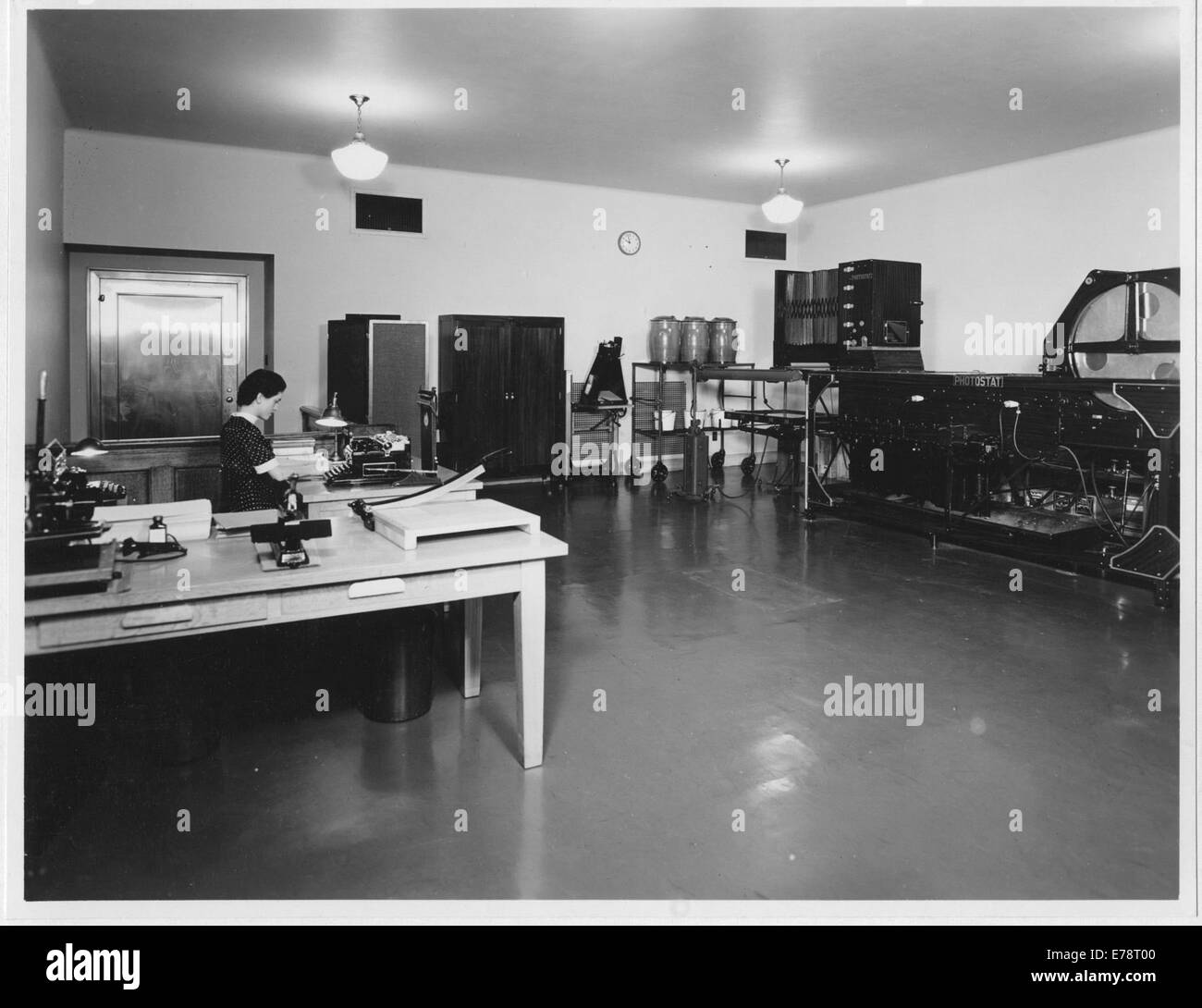 This image shows a Photostat machine and Vari-Typer at a division ...