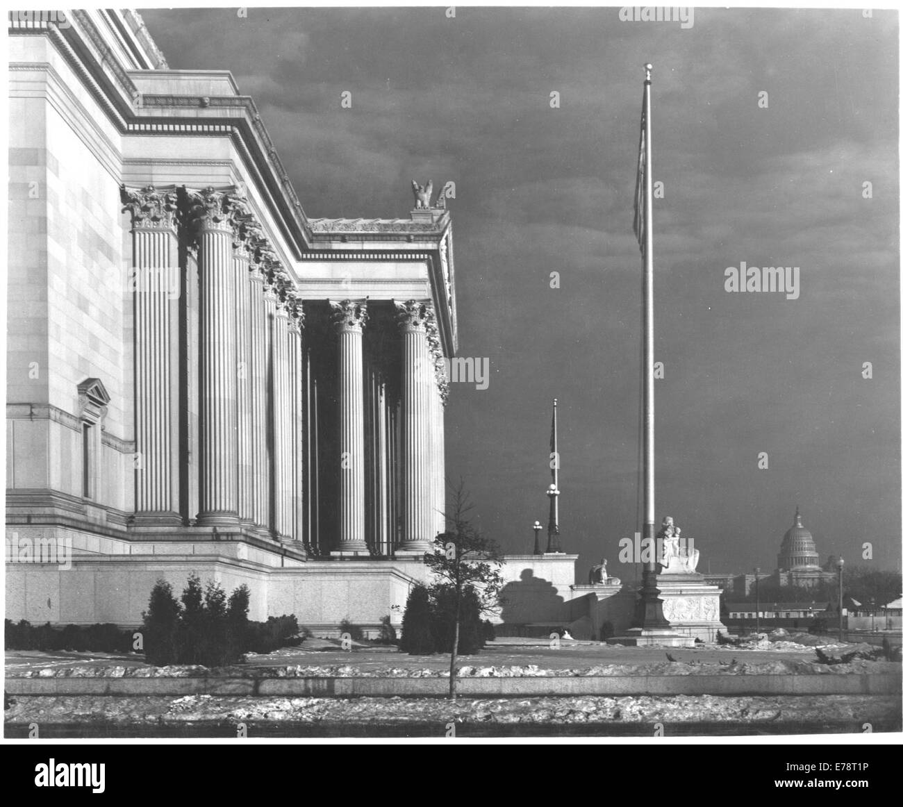 A historical photograph of the National Archives Building in Washington ...
