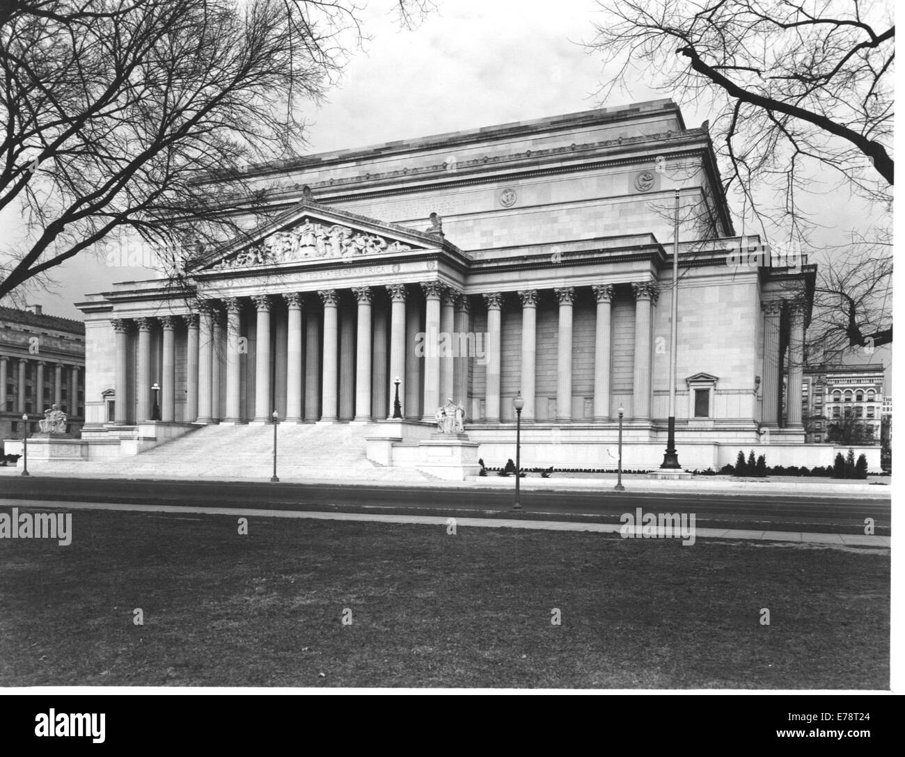 This photograph showcases the iconic entrance of the National Archives ...