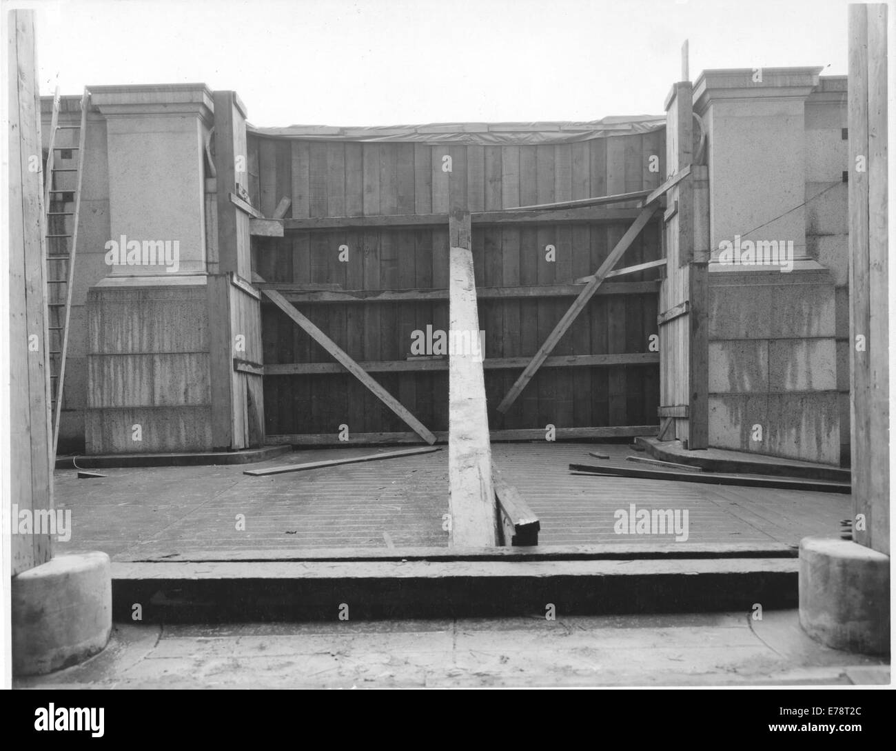 A photograph of a flood protection barricade at the National Archives ...
