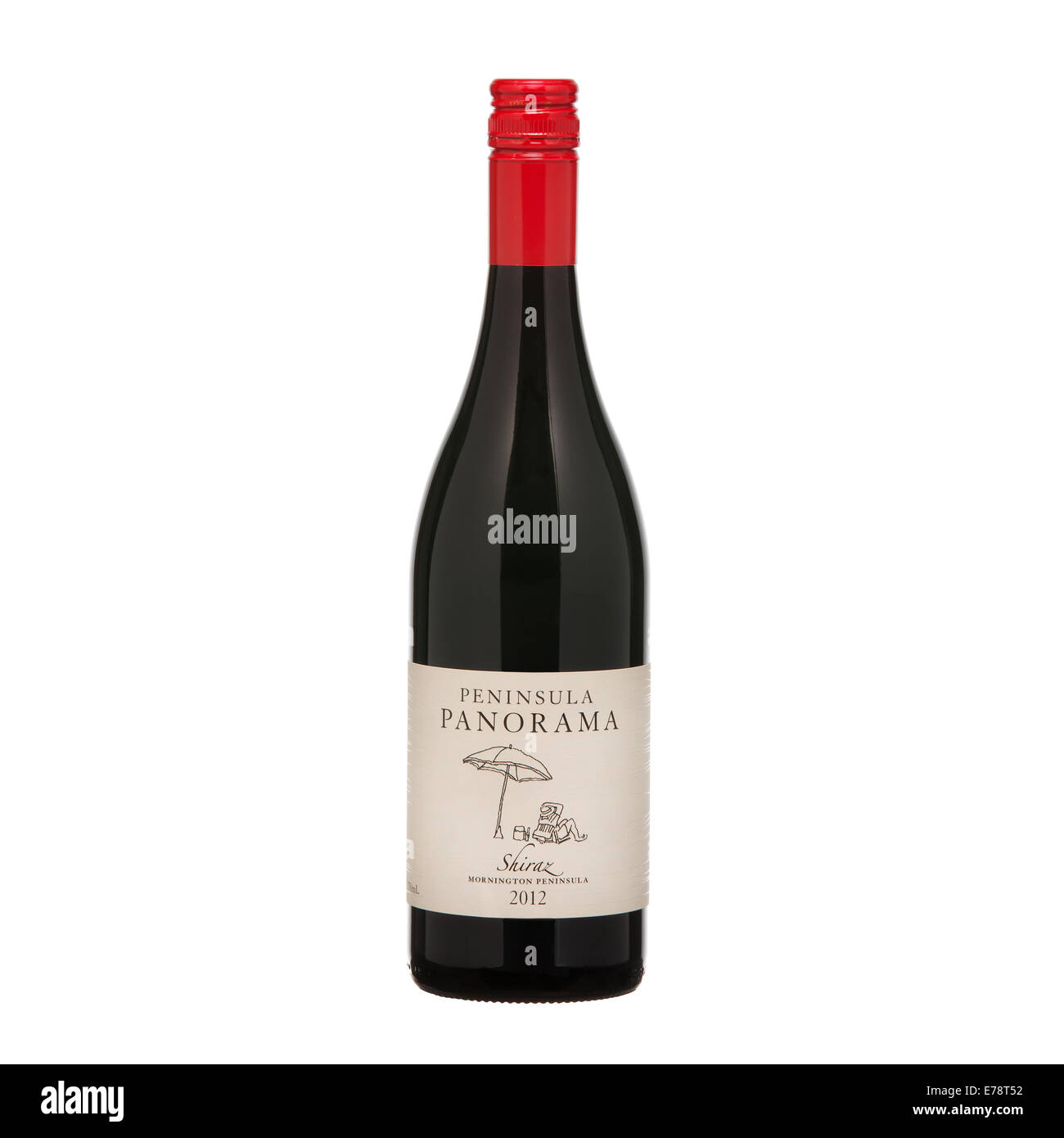 Red wine bottle isolated against white background, with bright red ...