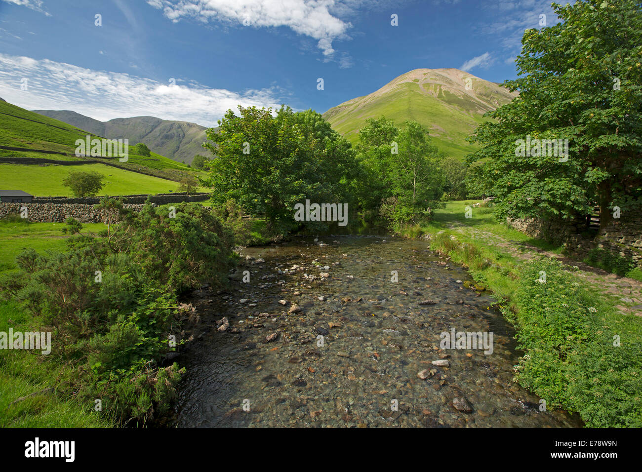 Picturesque English landscape in Lake District of Cumbria with high ...