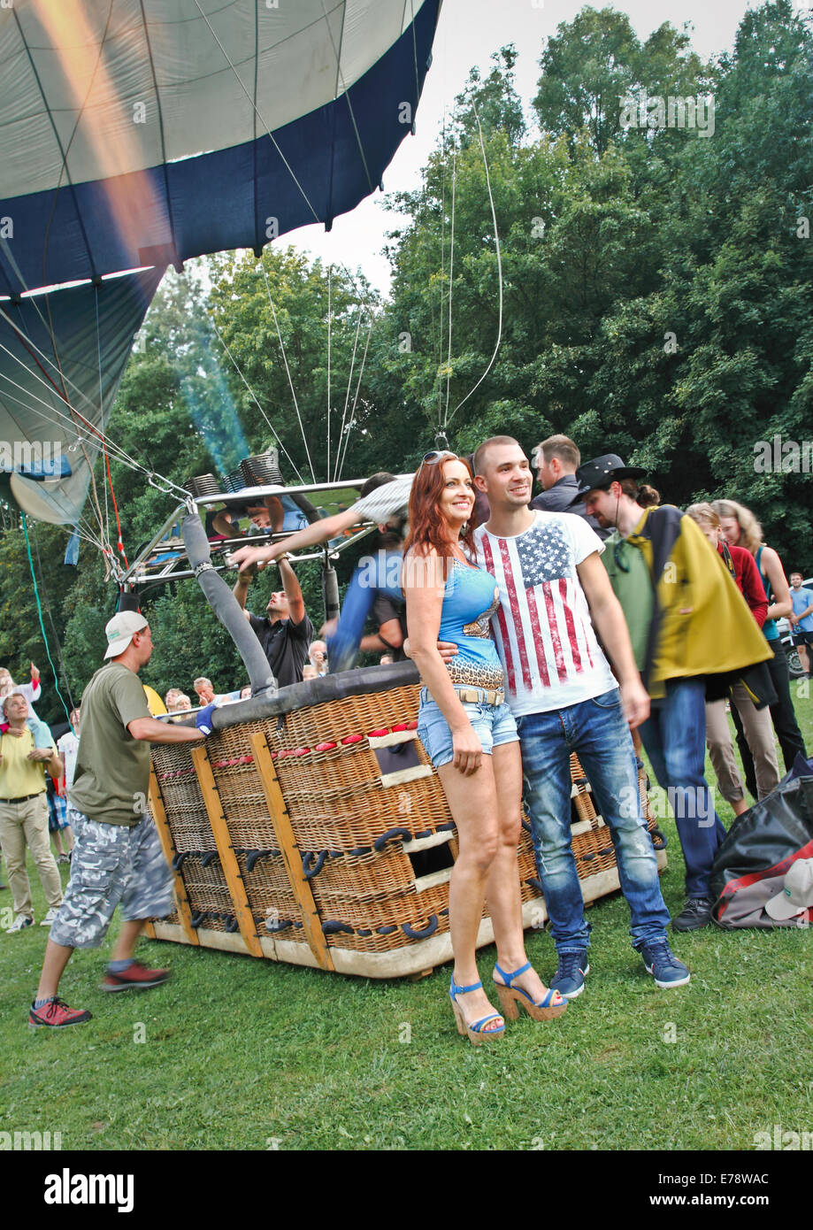 Hot air ballooning in Brestek / Czech Republic / 6.9.2014 Stock Photo ...