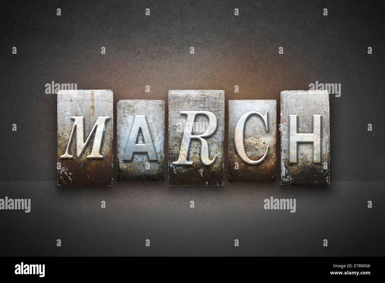 The month MARCH written in vintage letterpress type Stock Photo - Alamy