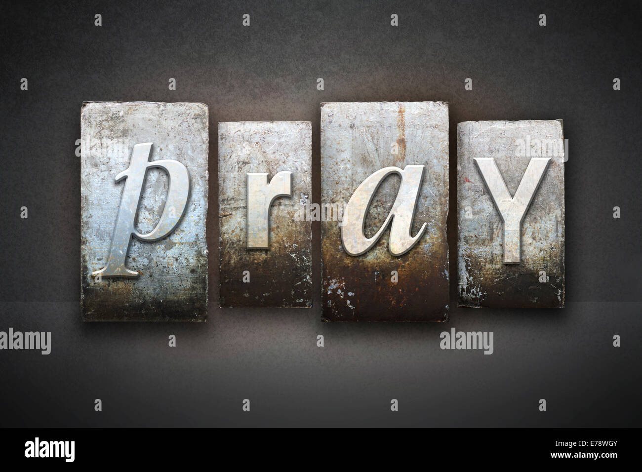 The word PRAY written in vintage letterpress type Stock Photo - Alamy