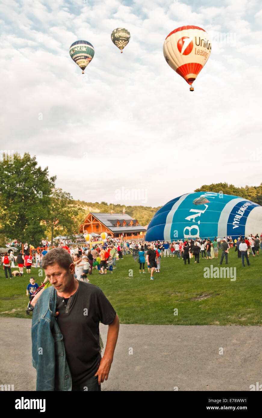 Hot air ballooning in Brestek / Czech Republic / 6.9.2014 Stock Photo ...