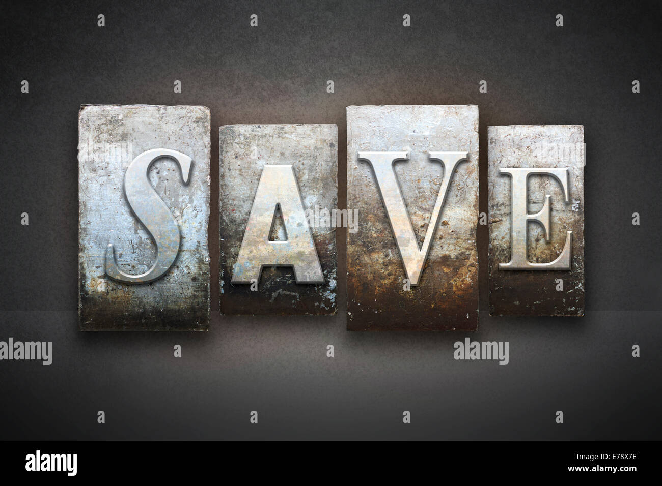 The word SAVE written in vintage letterpress type Stock Photo - Alamy
