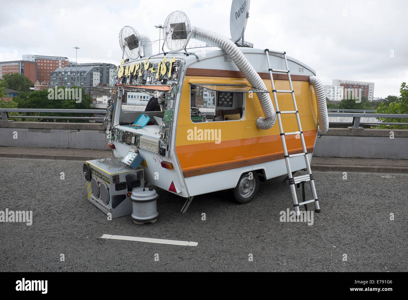 Decorated Caravan Music Electronics Public Art Stock Photo - Alamy