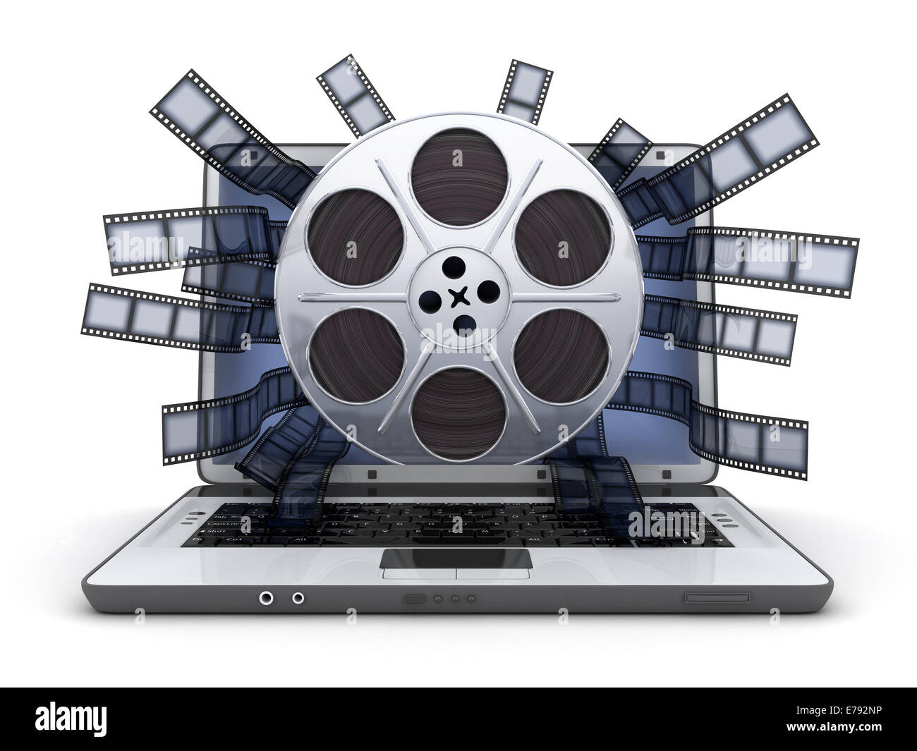 Laptop and abstract film (done in 3d Stock Photo - Alamy